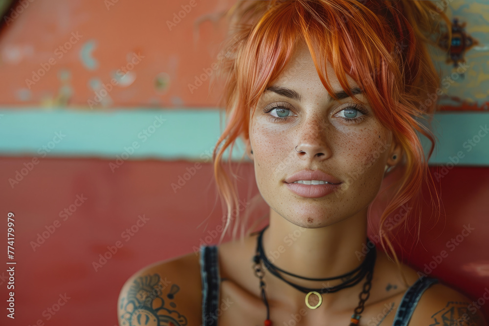 retrato profesional de una persona muy tatuada con con escarificaciones ...