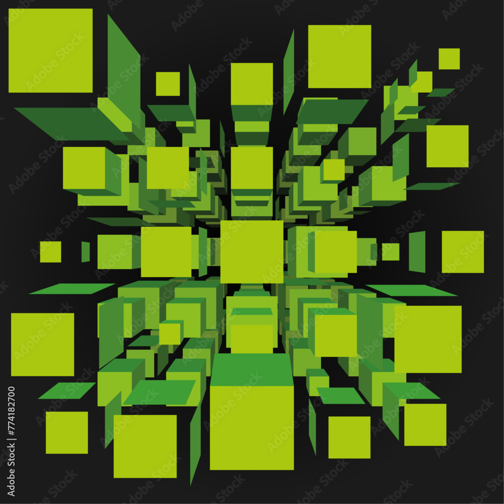 Exploding Cubes - fully editable isometric illustration .AI .EPS ...