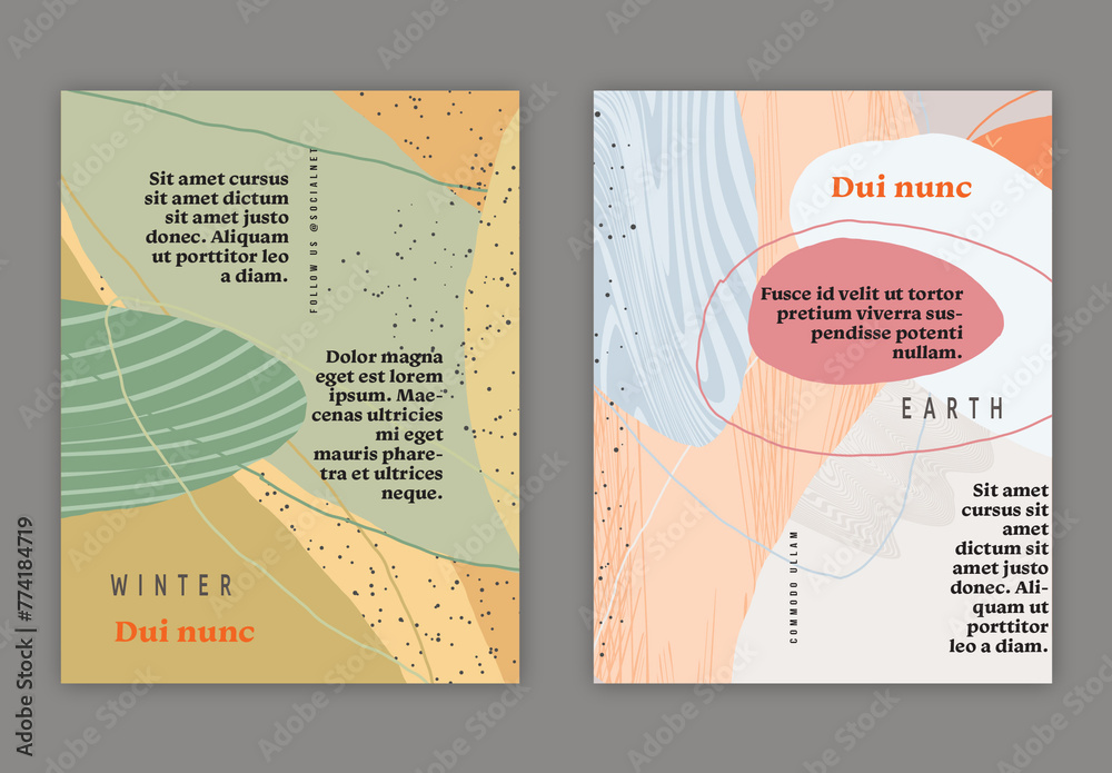 US Letter Flyer Overlapping Blobs Textured With Spots And Lines Stock ...
