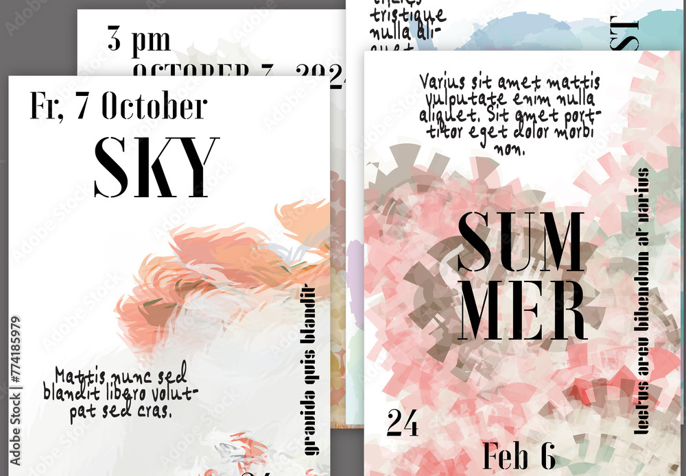 A4 Flyer With Transparent Overlapping Shapes Creating Vector Watercolor ...