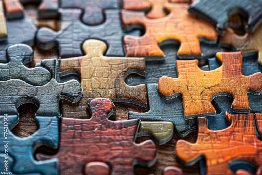 Plain Jigsaw puzzle with unfinished pieces background, pile of puzzle ...