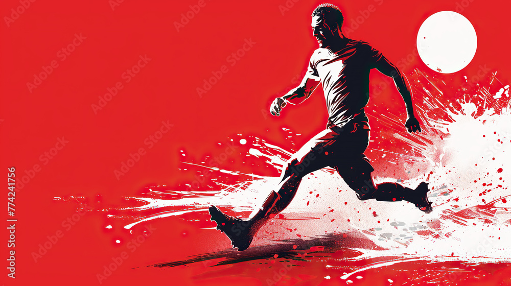 Sports Athletics player on red background playing football for World ...