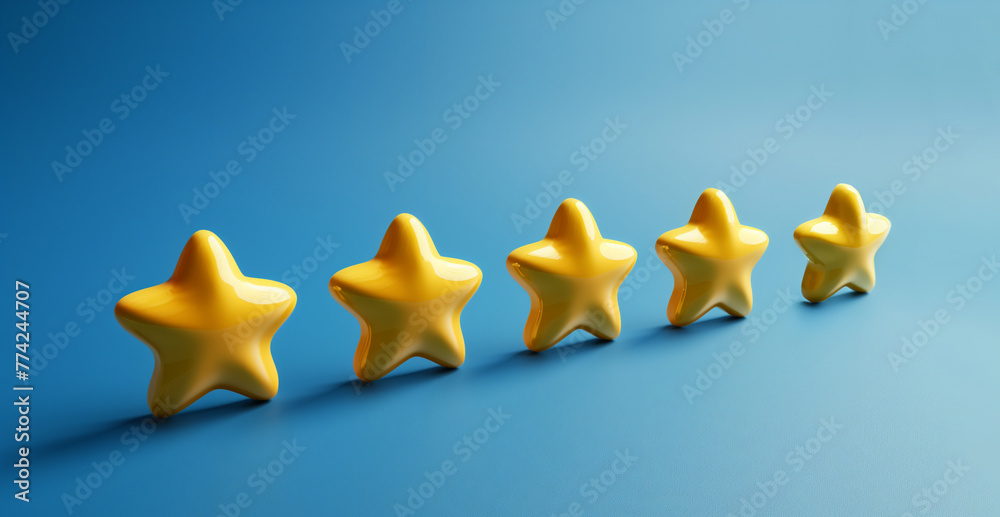 Five Gold Stars Customer Satisfaction Rating. Five gold star shapes ...