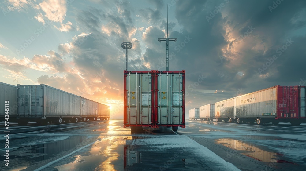 Container depot and warehouse with logistics and shipping concept.AI ...