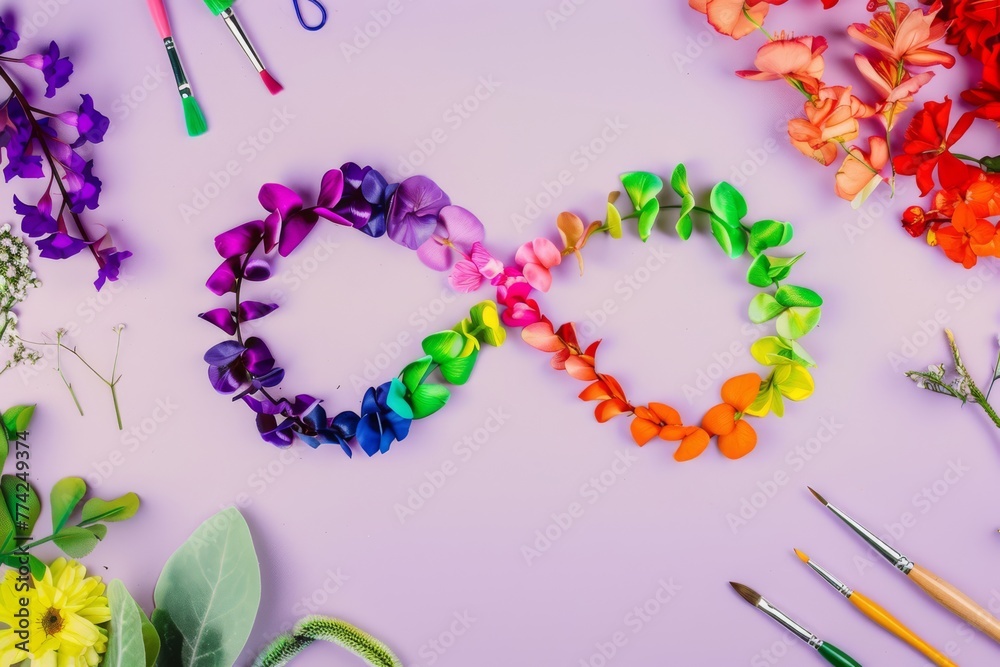 Colorful flower petals form a double infinity symbol as autism ...
