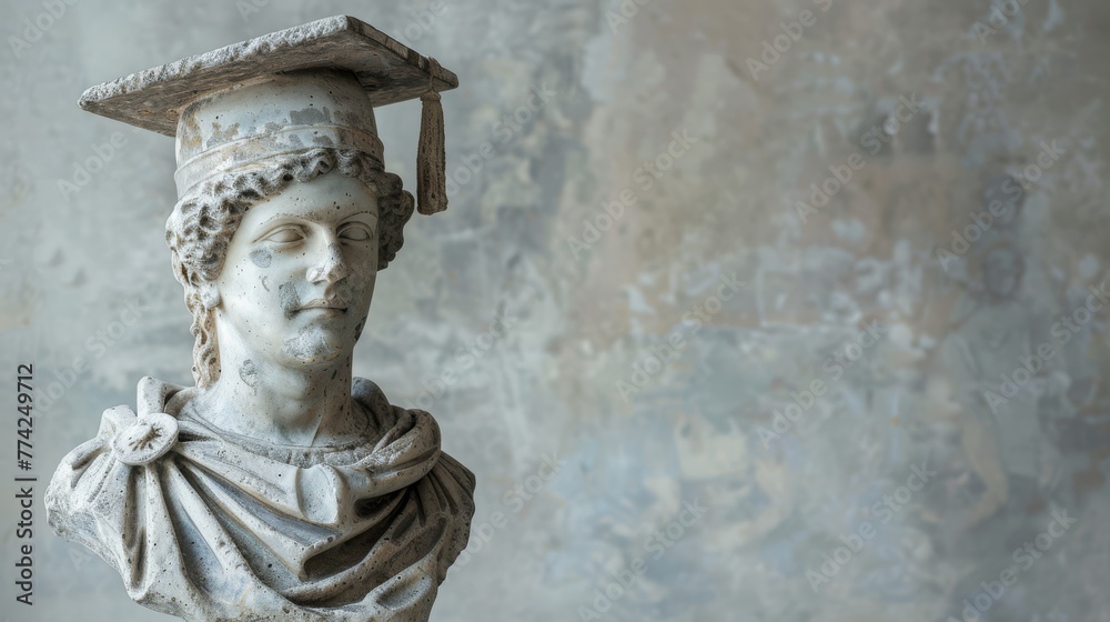 statue of a scholar, with a graduation cap, represents the bridge ...