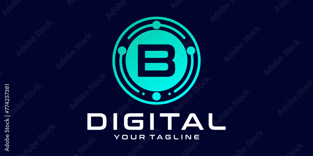 letter B technology logo. Digital font vector design for industry with ...