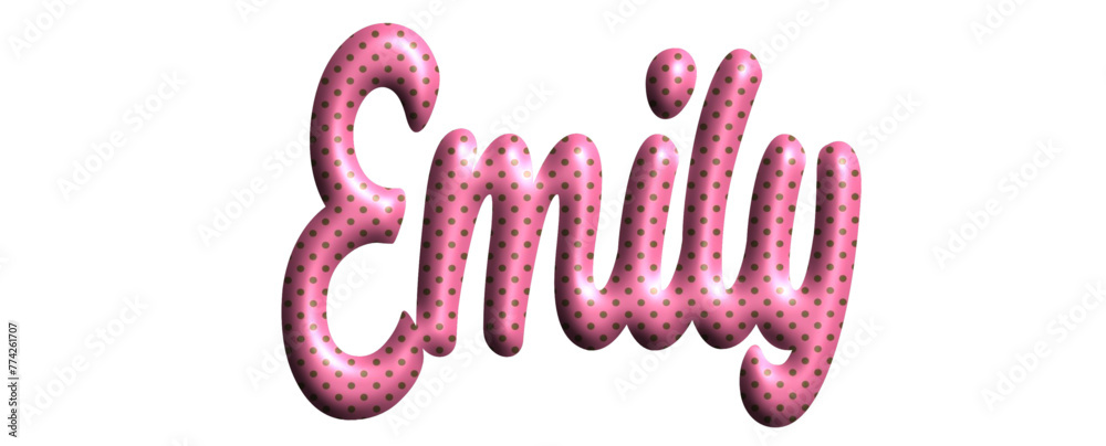 Emily - pink color with dots, fabric style -name - three-dimensional ...