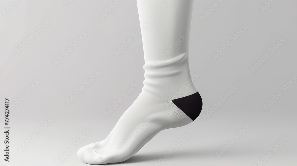 Blank white cotton long sock for branding, advertising, design, front ...