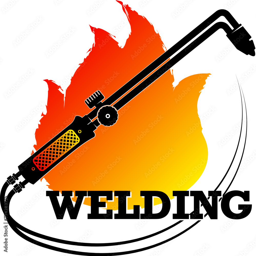 Flame and welding machine, design for welding work Stock Vector | Adobe ...