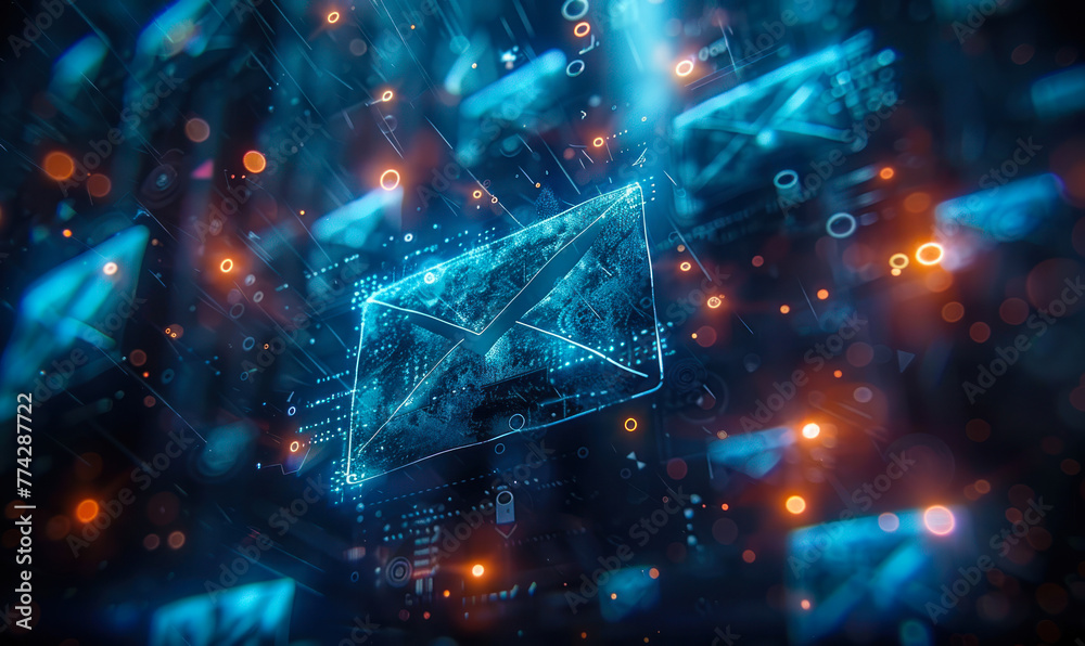 Abstract digital representation of inboxes overwhelmed by a surge of ...