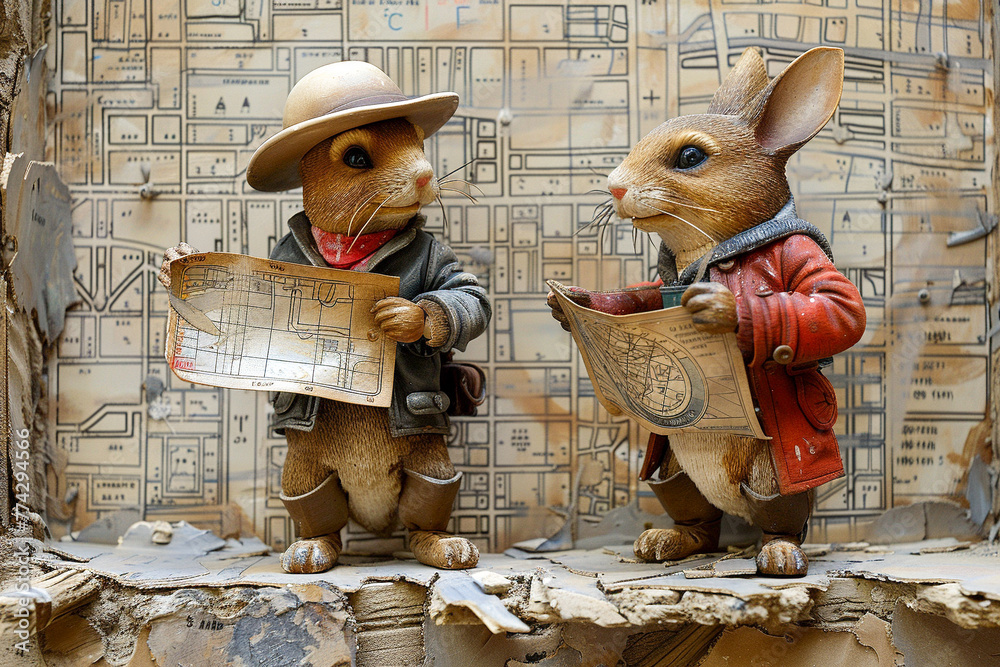 A humorous depiction of land survey data collection, featuring quirky ...