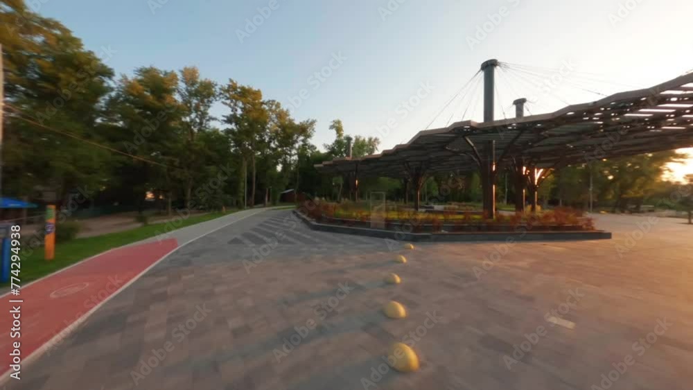 Park of Eternal Glory in Kyiv city . Good weather, FPV drone flying ...