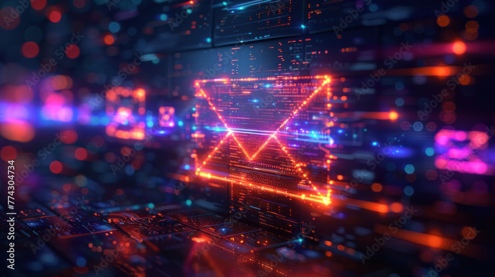 A side view of a secure web layout shows an email risk warning alert on ...