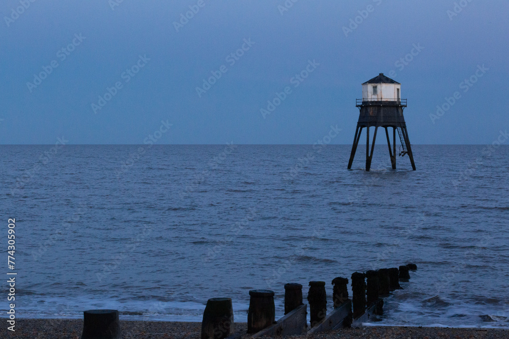 Lighthouse in the sea, Dovercourt low lighthouse at high tide built in ...