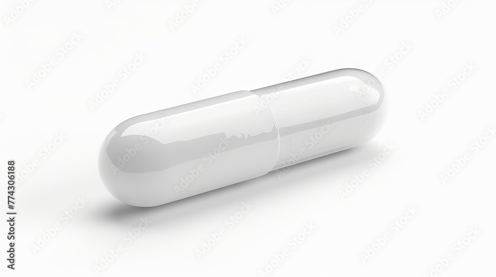 Minimalistic white capsule isolated on a white background. Simplistic ...