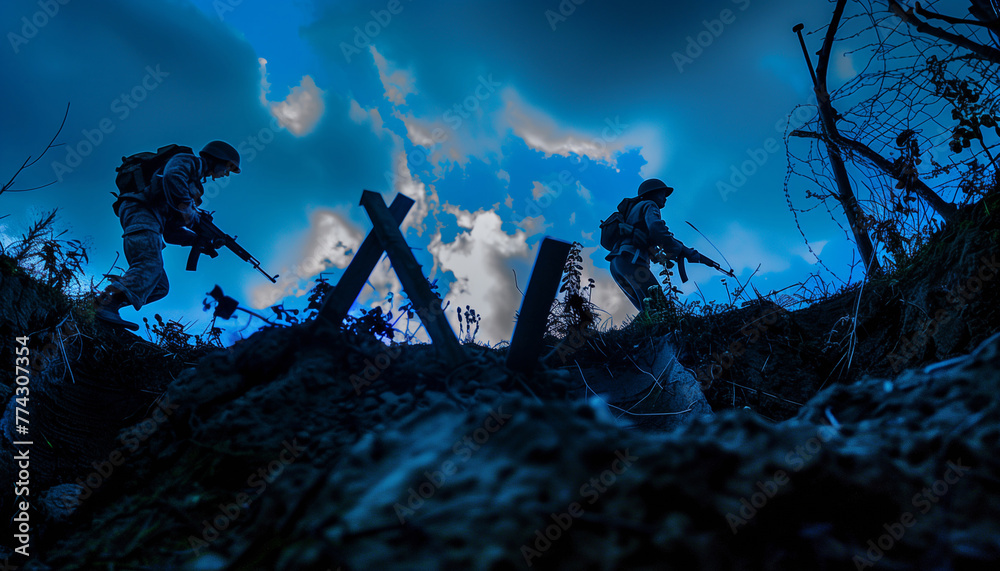 infantry forces military soldiers in uniform with Assault rifles ...