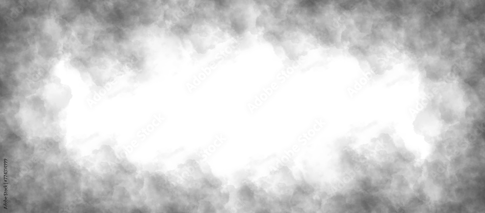 Dark smoke or fog frame border design isolated on white background ...