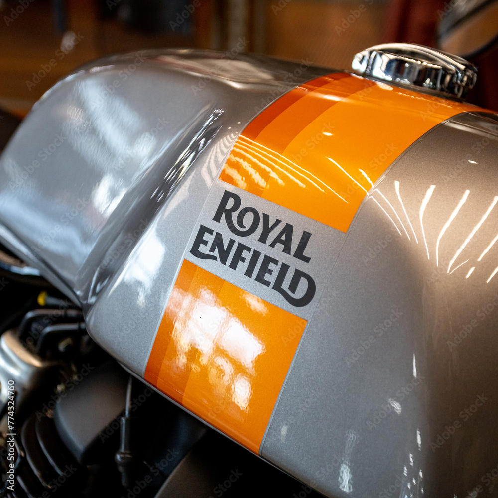 Royal Enfield motorcycle logo detail Stock Photo | Adobe Stock