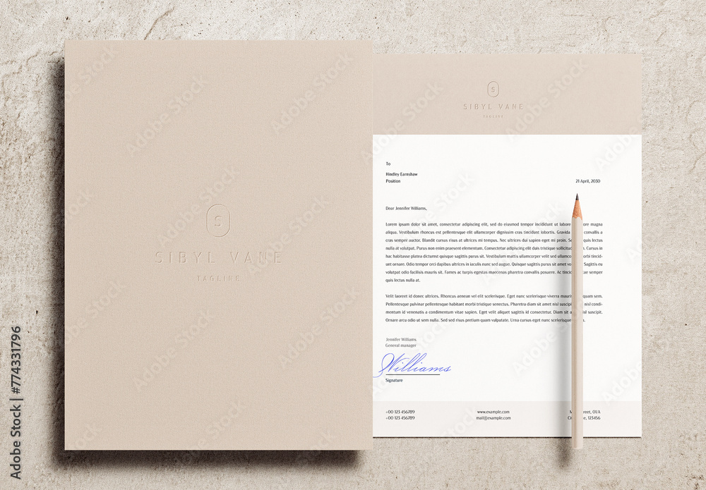 Pressed Debossed Folder Letterhead Letter Identity Branding Logo ...