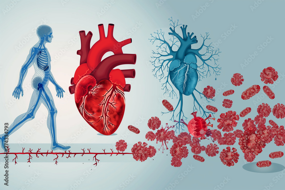 Diagram of the Human Heart and Blood Vessels Stock Illustration | Adobe ...