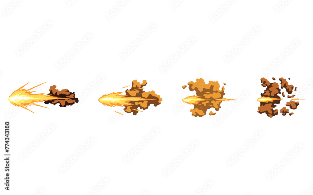 Gun flashes or gunshot animation. Collection of fire explosion effect ...