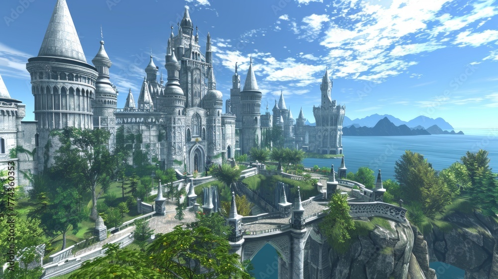Fantasy Castle A majestic D castle complete with towering spires ...
