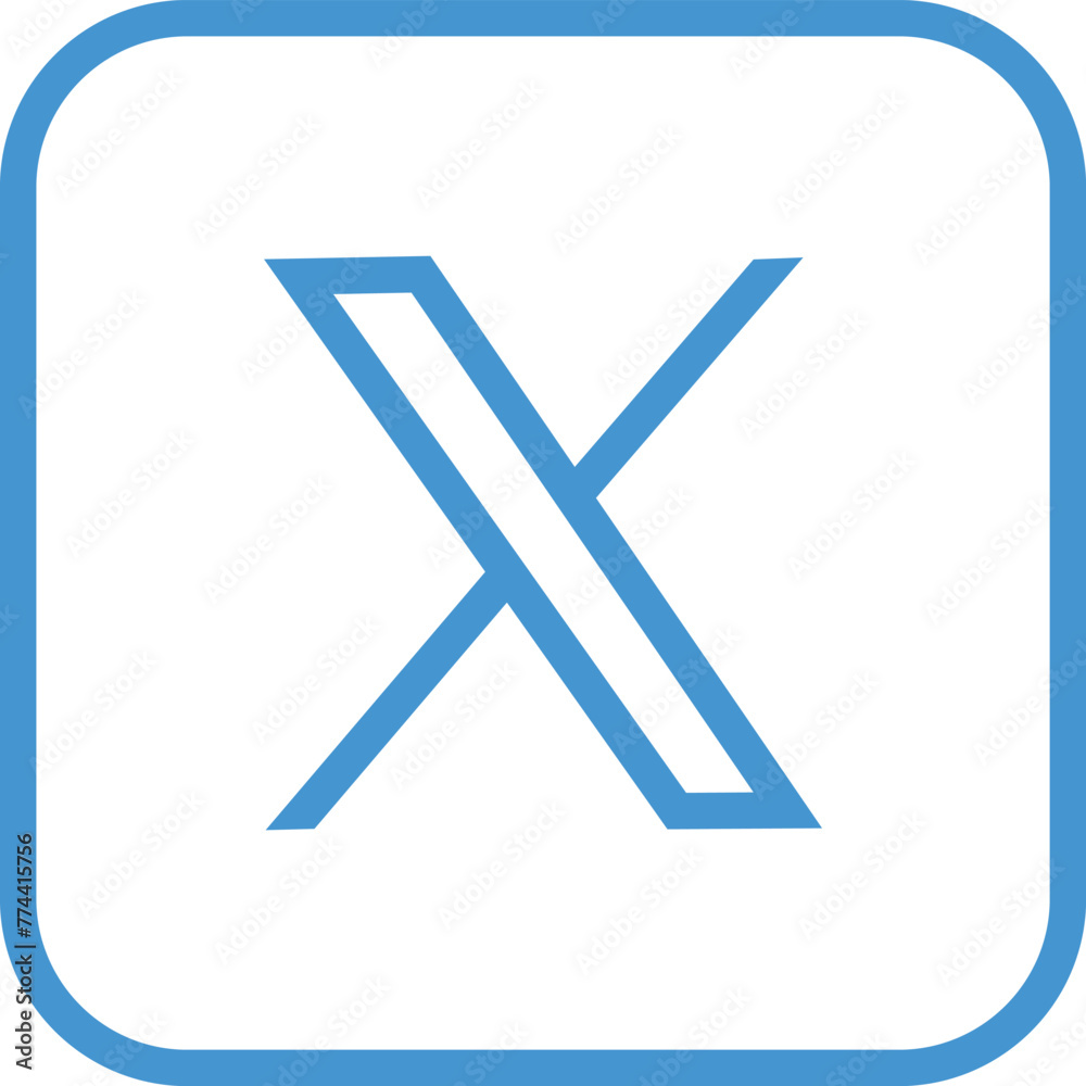 New Twitter x.com icon blue in line. Popular social media button icon ...