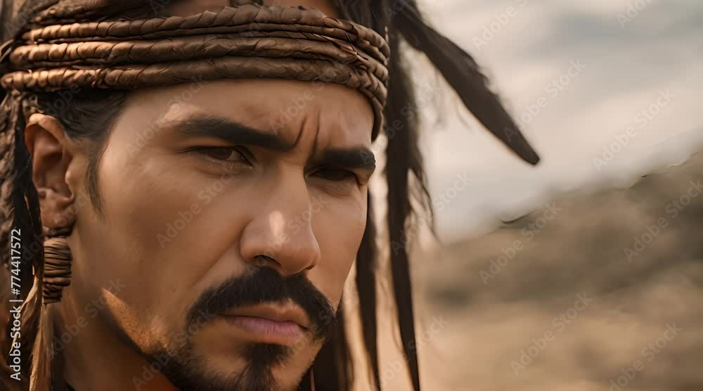 The Apache warrior stands out with his determined look and flowing ...