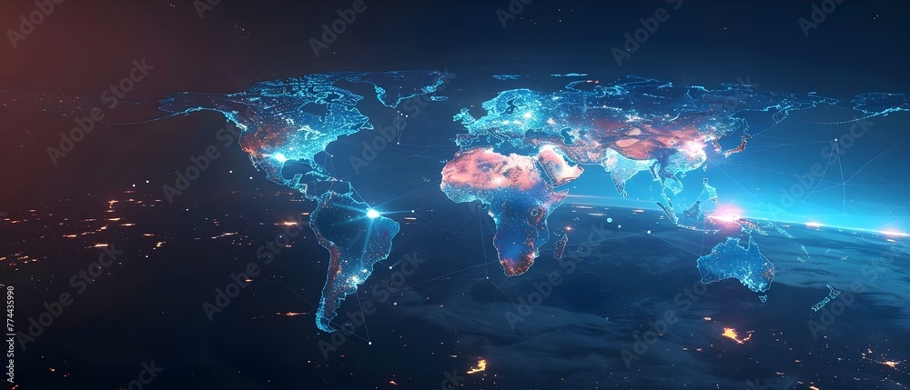 Animating a world map with continent borders for motion design. Concept ...
