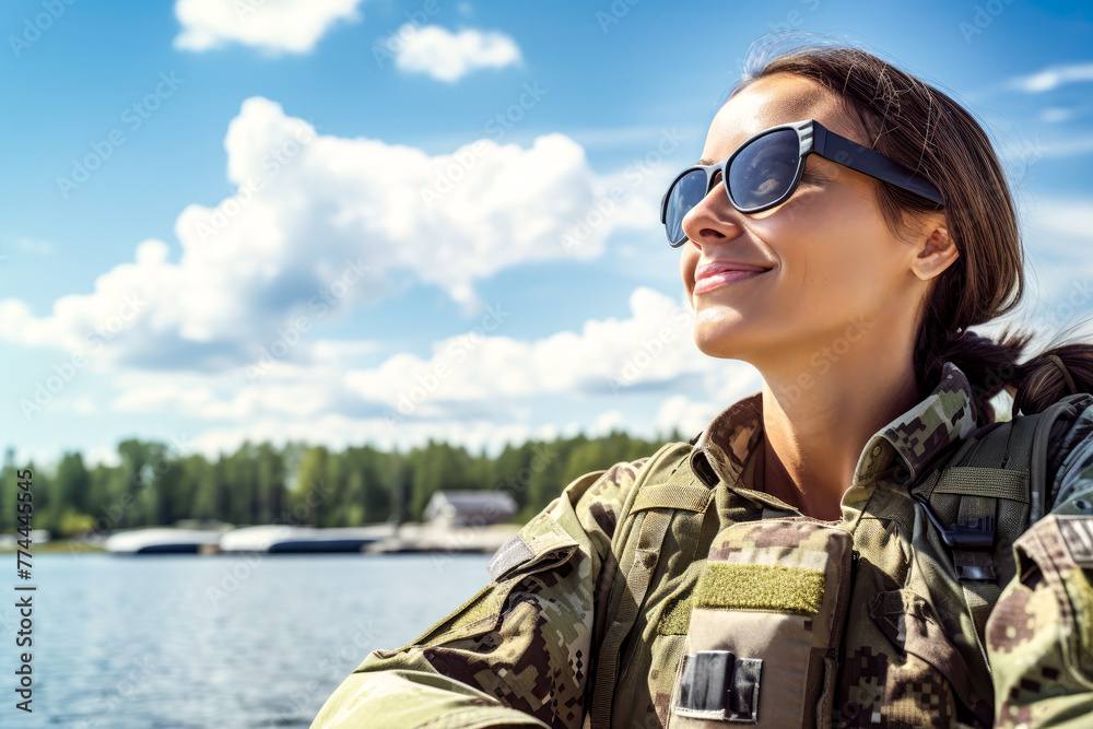 Female soldier relishes nature for stress reduction, lakeside solace ...