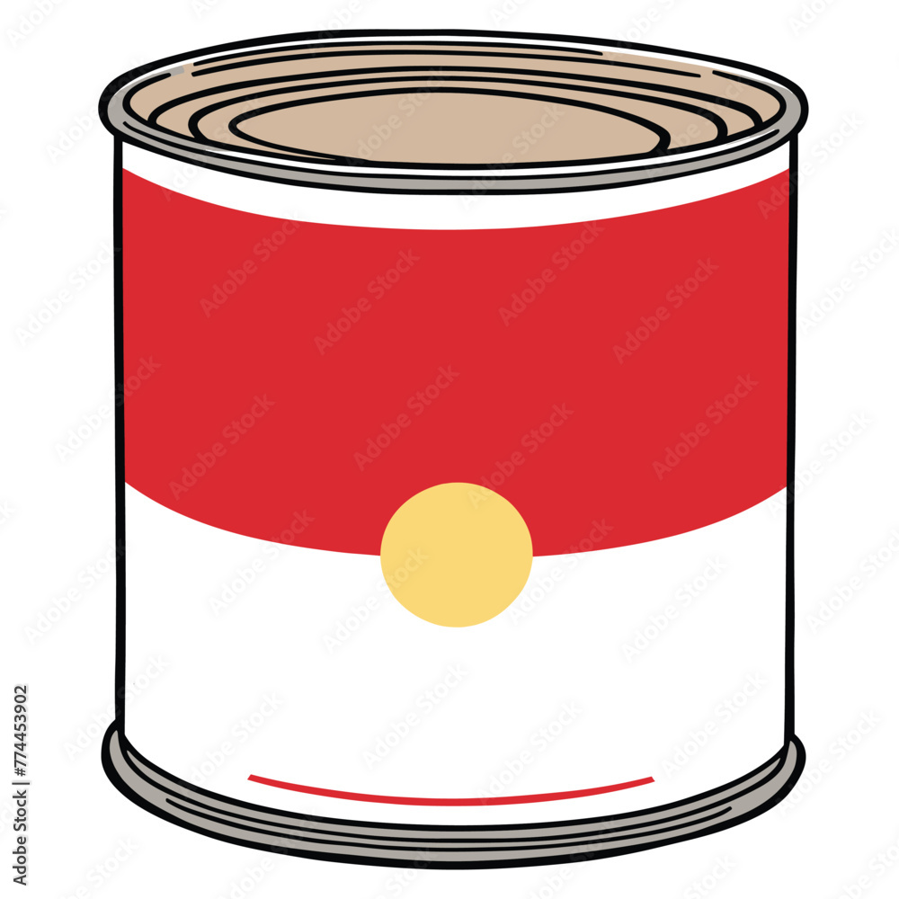 . Cartoon red and white paint can, simple lines. Stock Vector | Adobe Stock