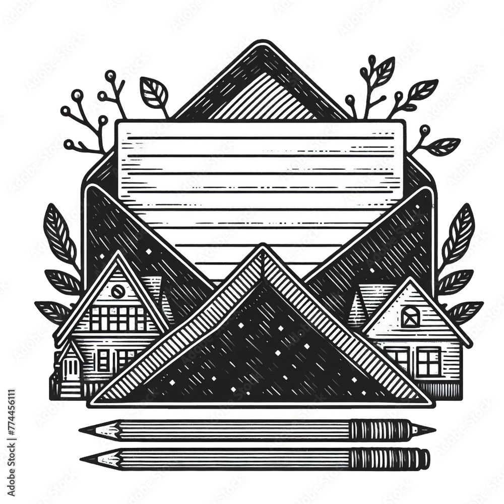 illustration of a house envelope letter illustration isolated on ...