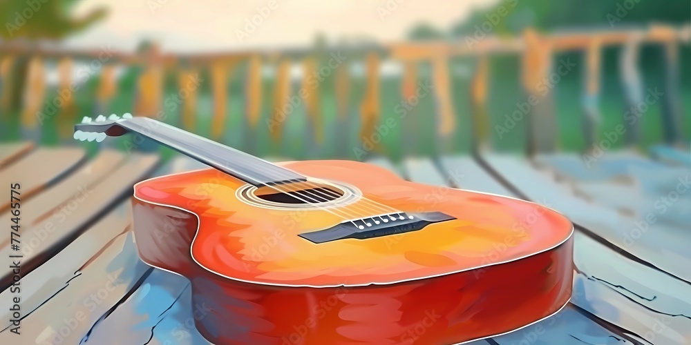 stock image of a guitar on a simple isolated background, and an image ...