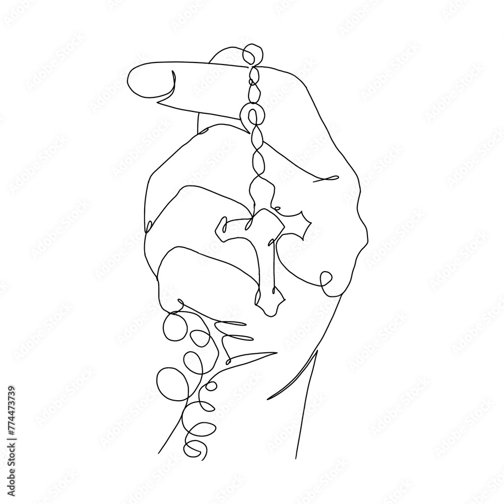 Line art Religion hands prayer Stock Illustration | Adobe Stock