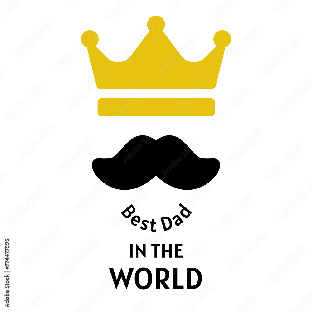best dad in the world crown icon vector illustration, isolated on white ...