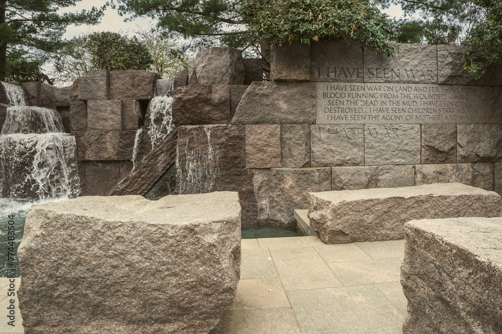 Washington DC - US - Mar 22, 2024 War, one of the gardens in Franklin ...