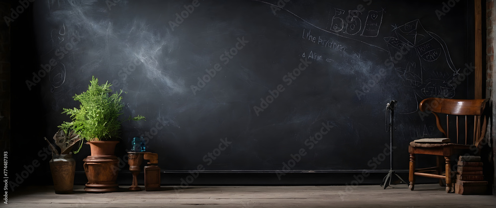 Chalk black board blackboard chalkboard background / classroom learning ...