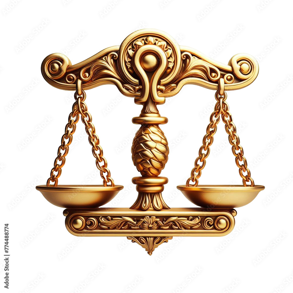 antique brass scales, libra zodiac sign illustration isolated on ...
