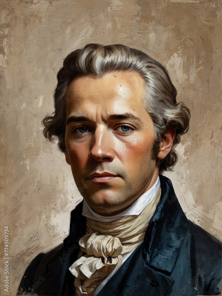 alexander hamilton portrait oil pallet knife paint painting on canvas ...