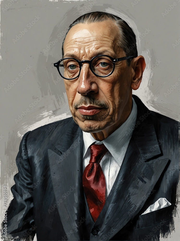 igor stravinsky portrait oil pallet knife paint painting on canvas with ...