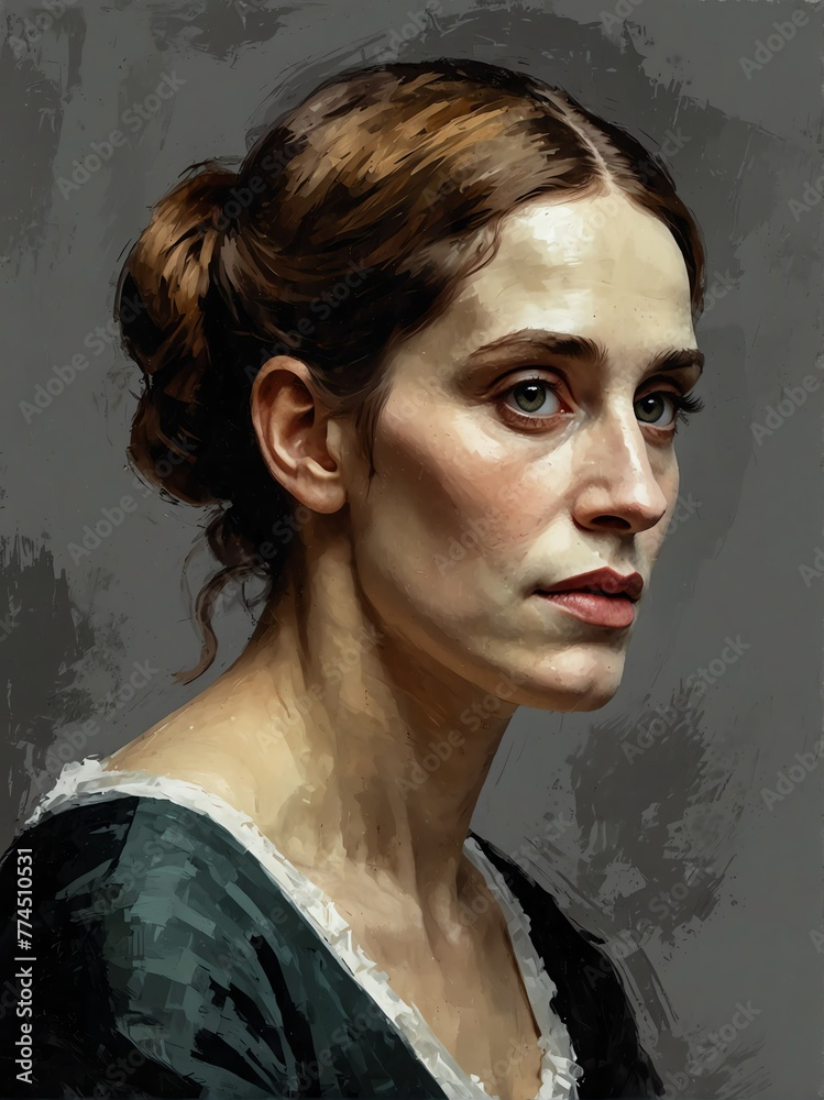 mary shelley portrait oil pallet knife paint painting on canvas with ...