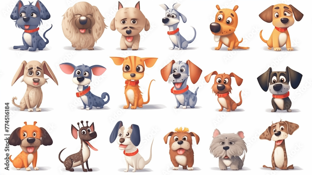 Seamless pattern of digital paper cute puppies of lots of different ...