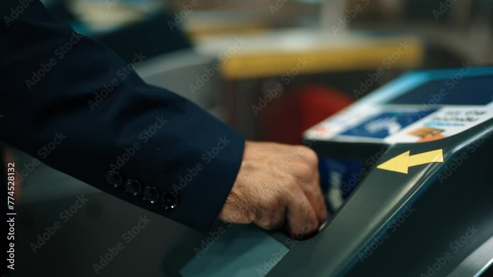 Vidéo Stock Closeup of multicultural passengers hands put coin in the ...