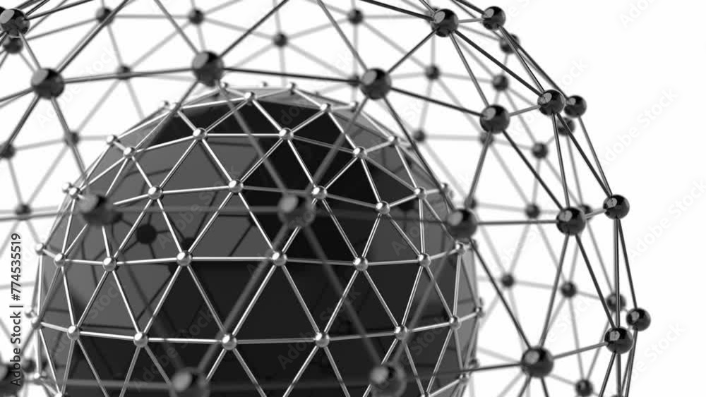 geodesic sphere molecule structure 3d animation loop. Can be used to ...