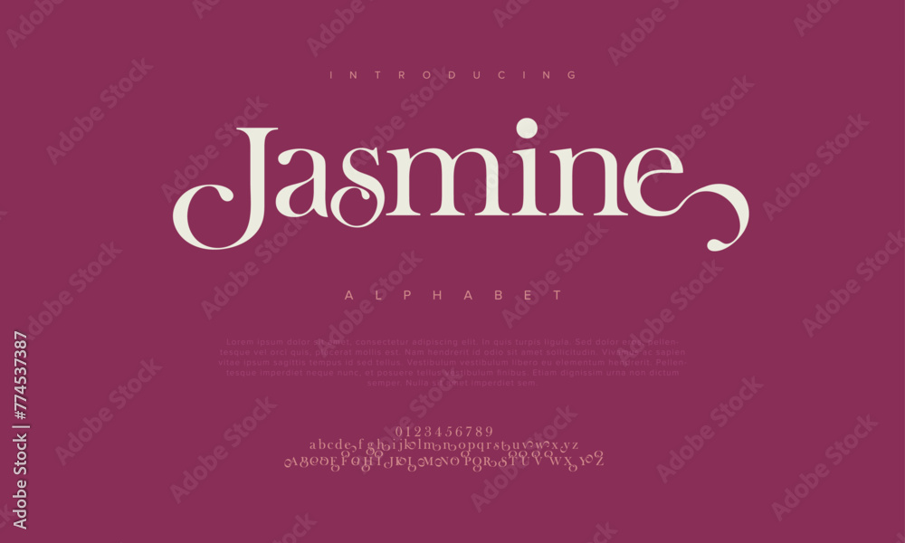 Jasmine elegant Font Uppercase Lowercase and Number. Classic Lettering ...