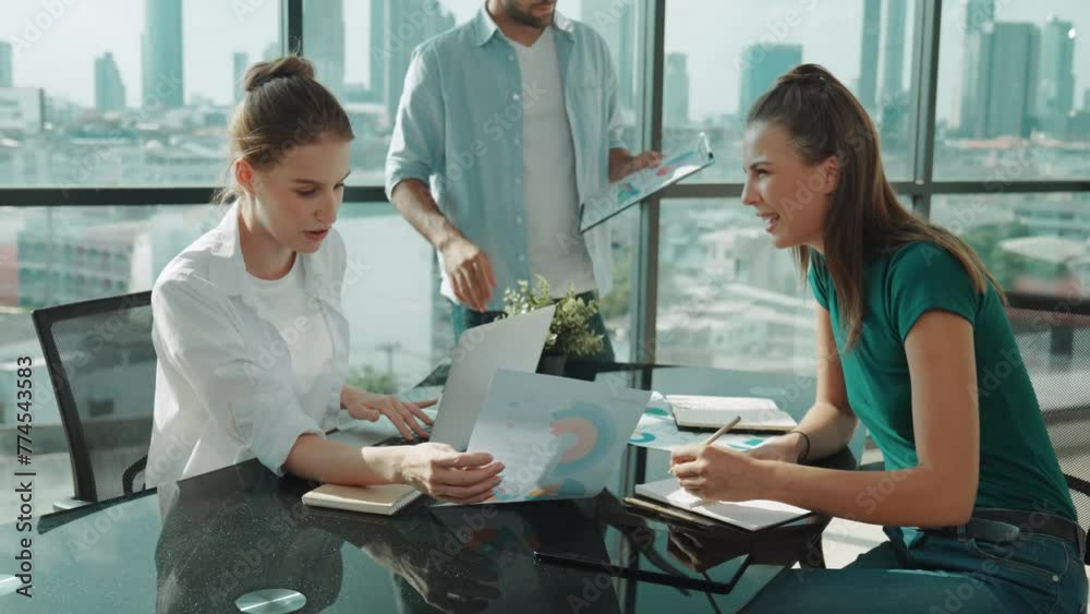 Professional businessman present financial graph to smart investor ...