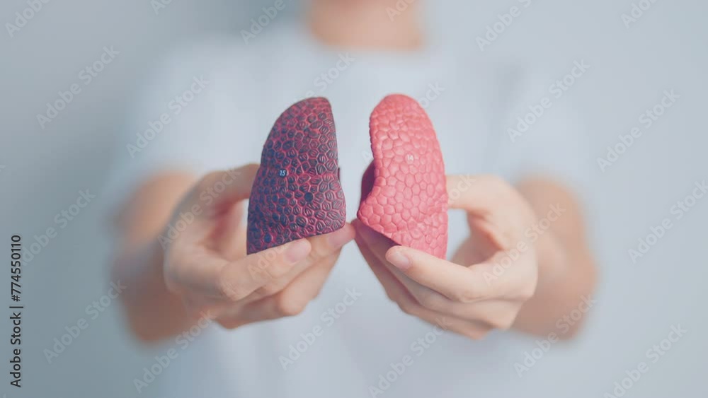 Doctor with Smoker and normal Lung anatomy for Disease. Lung Cancer ...