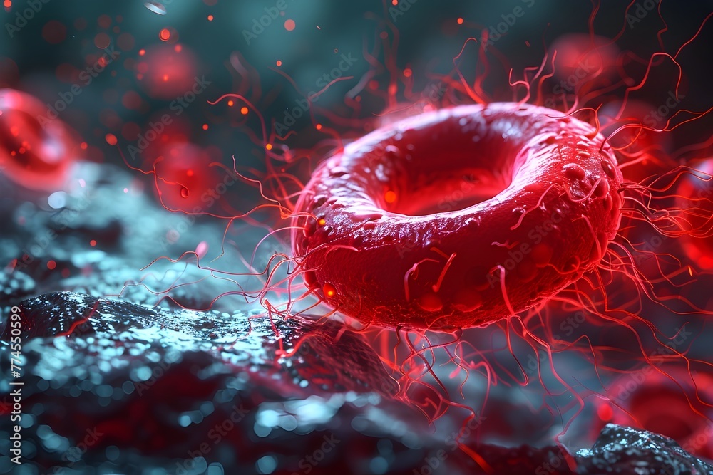 Intricate Cross section of a Magnified Red Blood Cell Displaying Inner ...