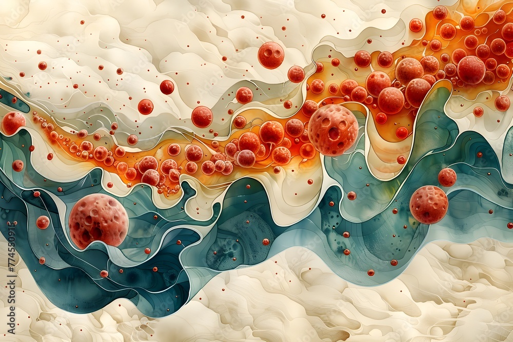 Watercolor of Red Blood Cell Production within the Bone Marrow ...